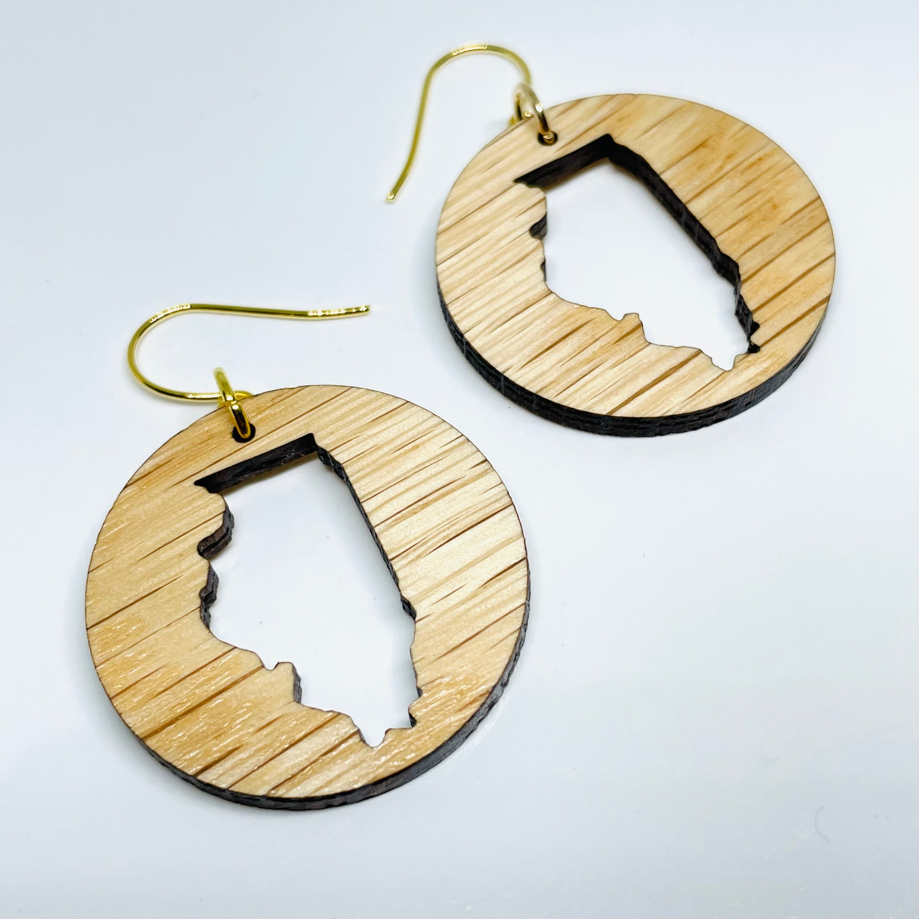 Wood Laser Cut Illinois Red Oak - Earrings – pmdesignstp