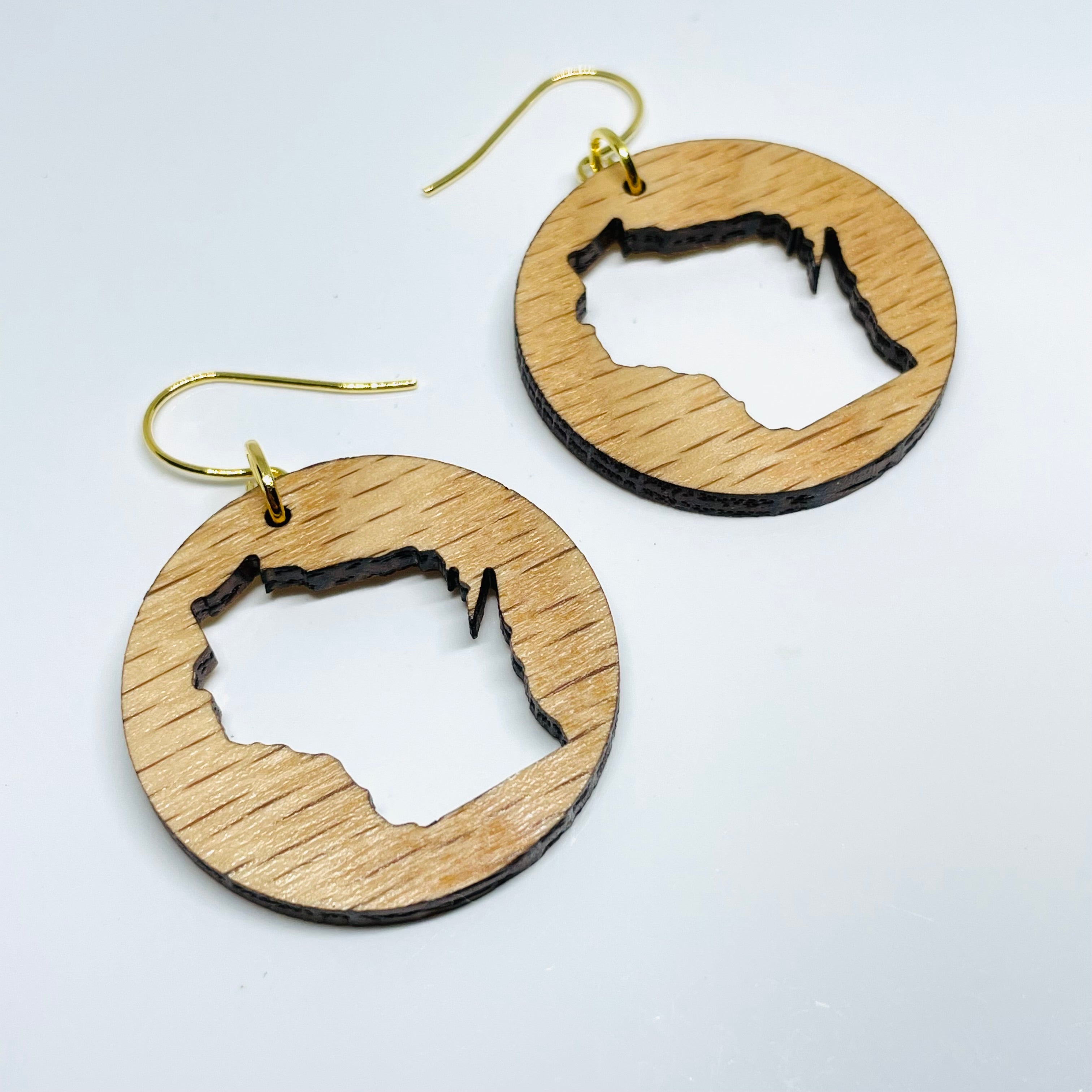 Wood Laser Cut Wisconsin Red Oak - Earrings – pmdesignstp