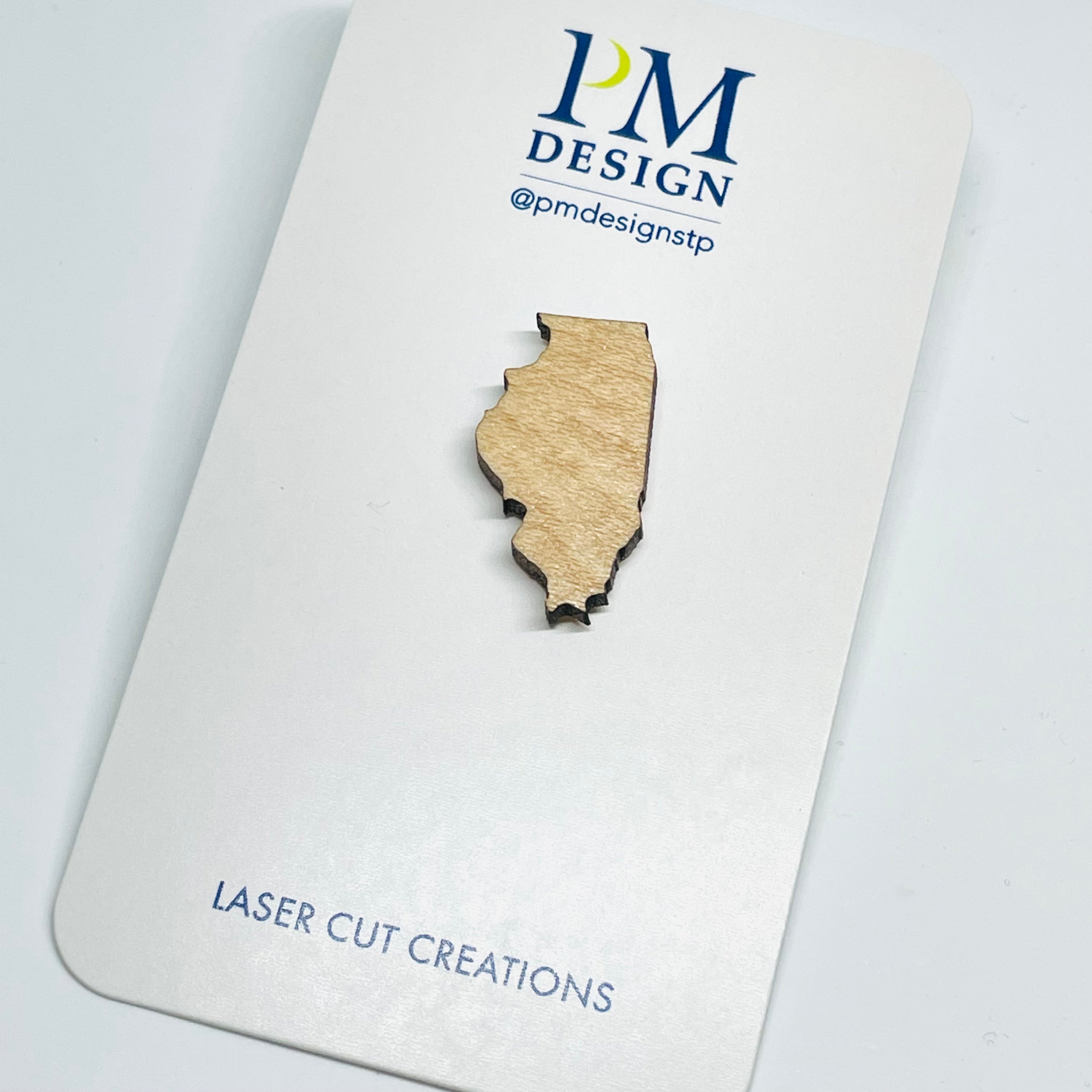 Wood Laser Cut Illinois Maple - Lapel Pin – pmdesignstp