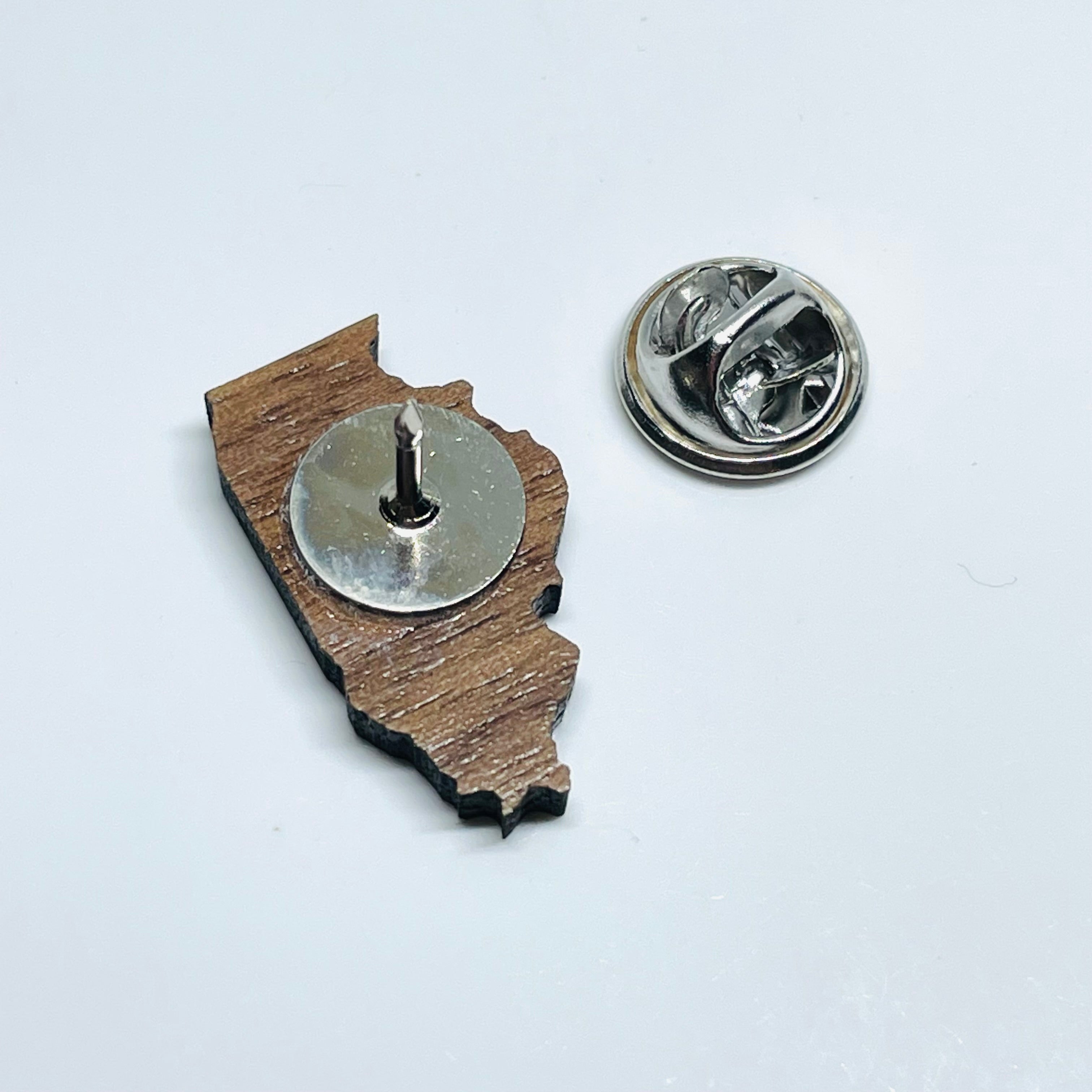 Wood Laser Cut Illinois Walnut - Lapel Pin – pmdesignstp